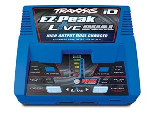 traxxas ez peak live dual, 200w multi-chemistry charger with id, blue 2973