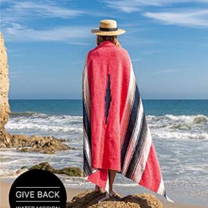 Benevolence LA Mexican Blanket, Authentic Handwoven Yoga Blanket & Outdoor Blanket, Made by Traditional Mexican Artisans, Saddle Blanket, Beach Blanket, Picnic Blanket, & Car Blanket 75 x 52 - Coral