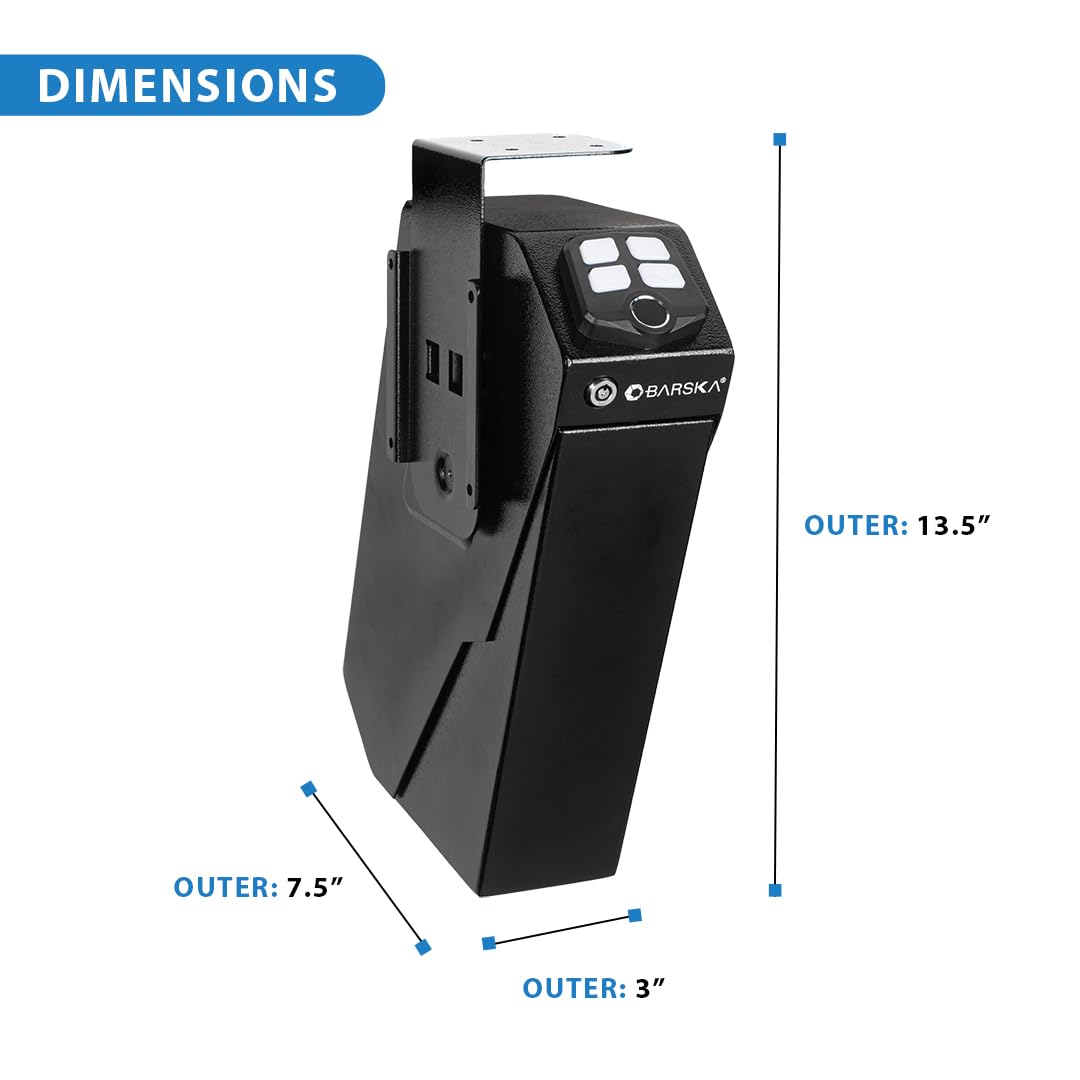 Bsk Bio Keypad Pistol Safe, Black, Pistol Keypad Biometric Safe