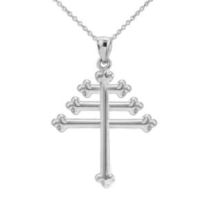 religious jewelry fine sterling silver maronite cross pendant necklace, 18"