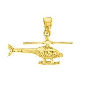 jewelry america solid 14k yellow gold helicopter with motion moving propeller pendant