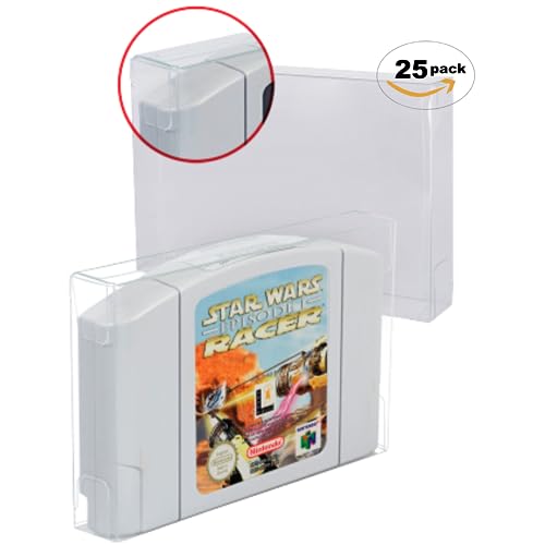 Video Game Cartridge Protector Compatible for Nintendo N64 Games - 0.40 MM PET Cartridge Display Storage Case compatible for Mario Kart, Zelda, Super Mario, Golden Eye (Pack of 25)