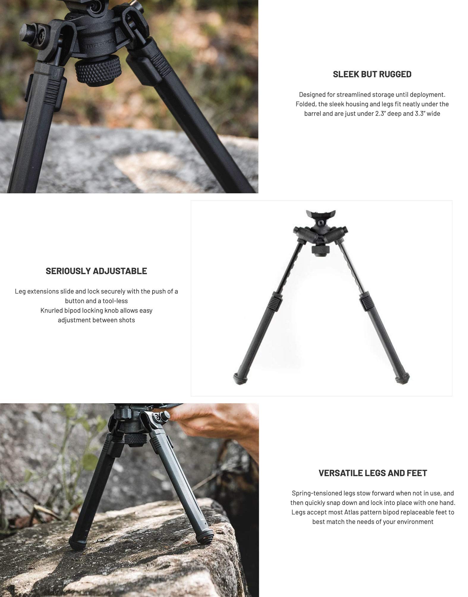 Magpul Rifle Bipod Gun Rest for Hunting and Shooting, M-LOK, Flat Dark Earth