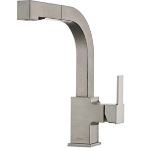 pfister arkitek kitchen faucet with pull out sprayer, single handle, high arc, stainless steel finish, lg534lpms