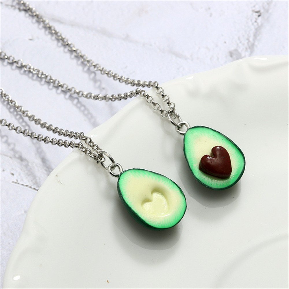 MJartoria BFF Necklace for 2-Best Friend Necklaces Cute Avocado with Heart Friendship Necklaces Set of 2 Friendship Valentine Gifts (Avocado)