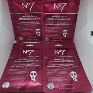 No7 Restore & Renew FACE & NECK MULTI ACTION serum boost sheet masks