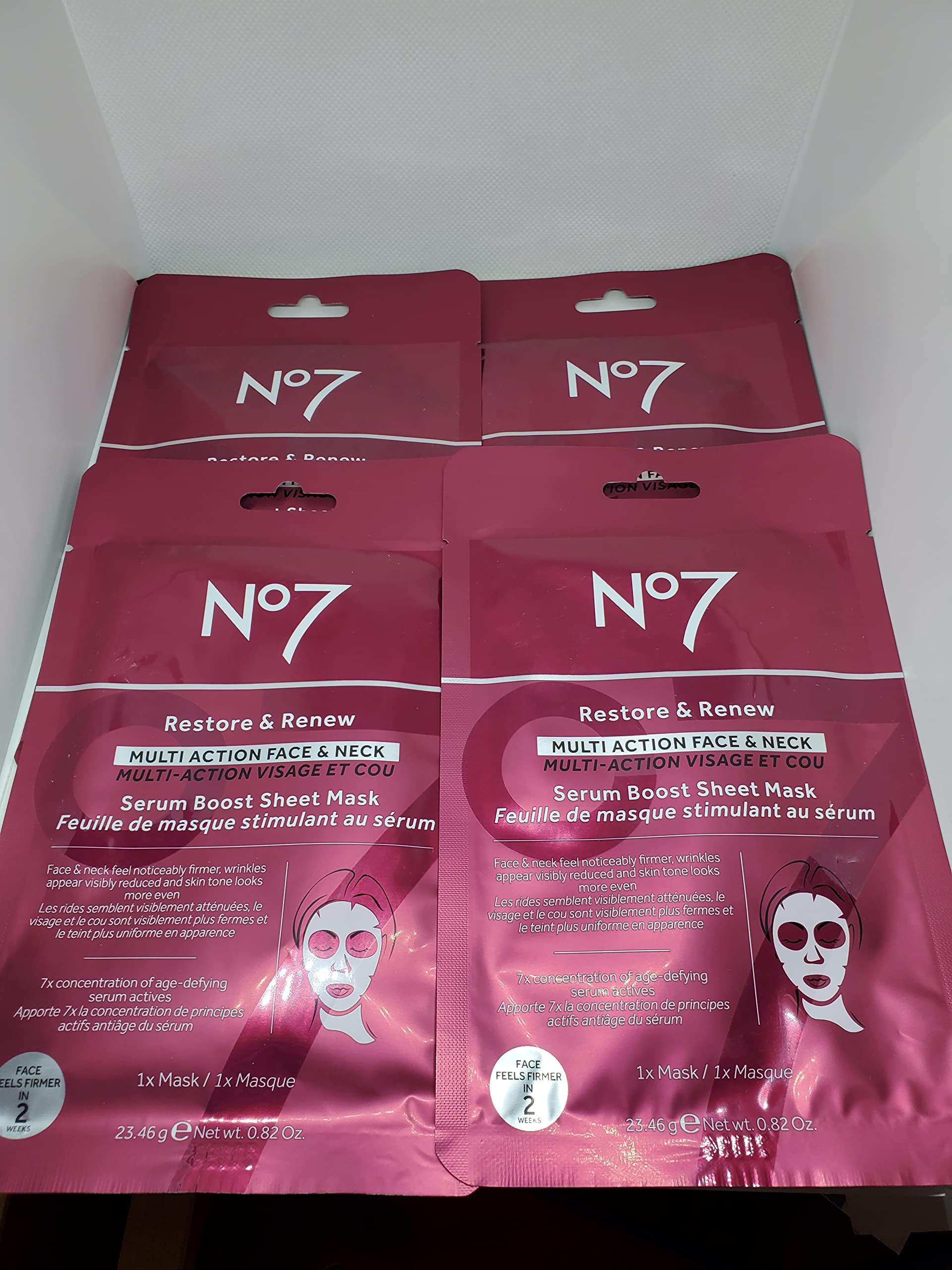 No7 Restore & Renew FACE & NECK MULTI ACTION serum boost sheet masks