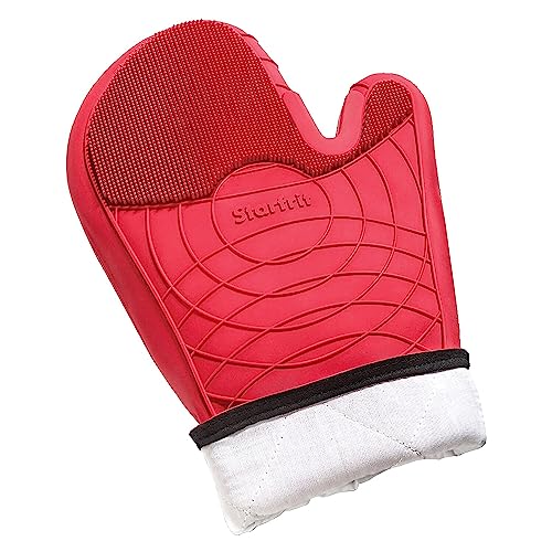 Starfrit 092815-006-0000 2-in-1 12" Silicone Oven Mitt, Red