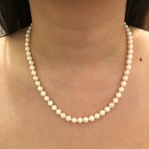 17" White Saltwater Pearl Necklace with 14K Gold Clasp