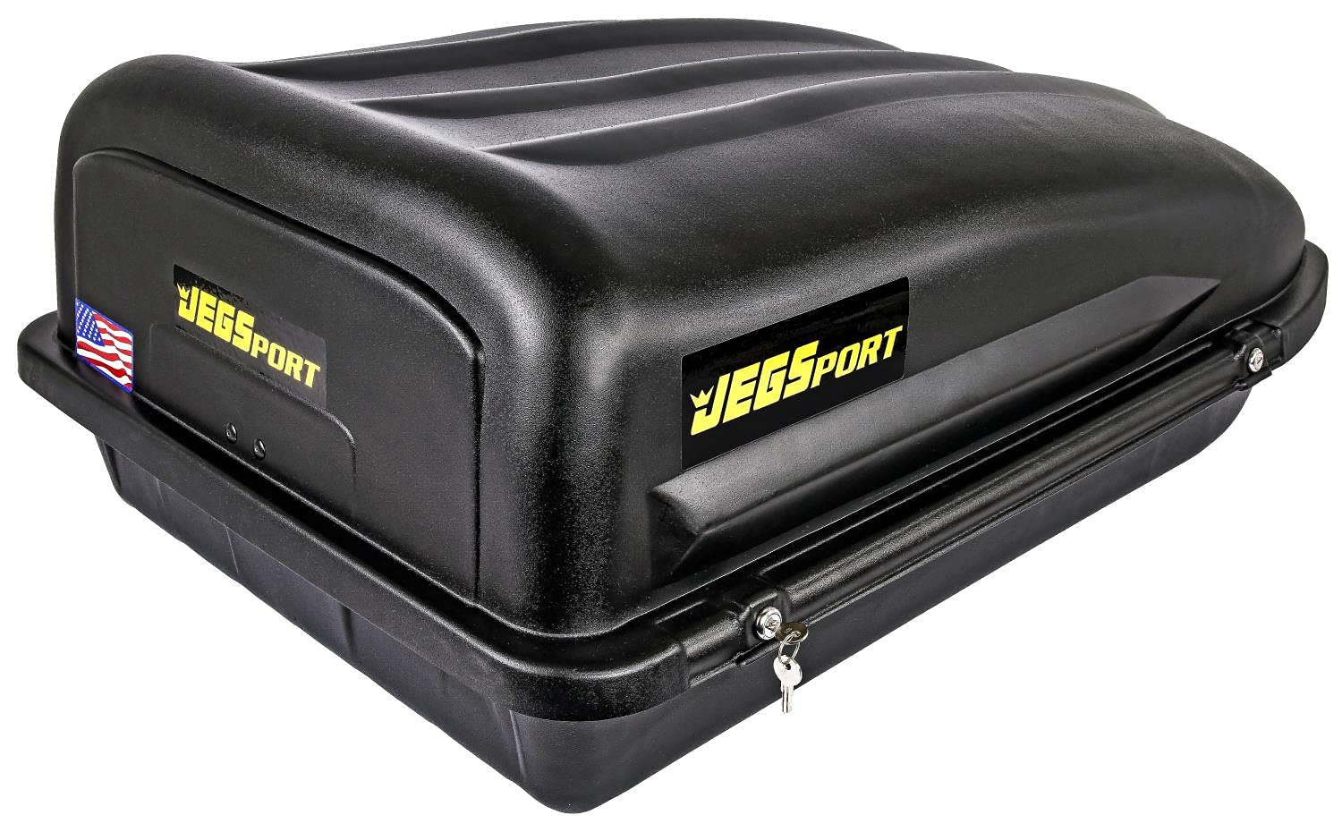 JEGS Rooftop Cargo Carrier for Car Storage - Small Roof Rack Cargo Carrier - Heavy Duty Weatherproof Storage - Made in USA - 10 Cubic Ft - 110 Lb Capacity - Zero Tool Easy Assembly - Aero Design