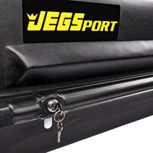 JEGS Rooftop Cargo Carrier for Car Storage - Small Roof Rack Cargo Carrier - Heavy Duty Weatherproof Storage - Made in USA - 10 Cubic Ft - 110 Lb Capacity - Zero Tool Easy Assembly - Aero Design