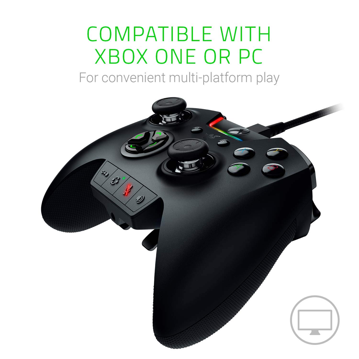 Razer Wolverine Ultimate Chroma- Fully Customizable Gamepad Controller - Interchangeable Analog Sticks & Dpad - Compatible with Xbox One, PC (Renewed)