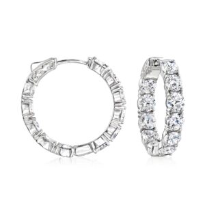 ross-simons 10.00 ct. t.w. cz inside-outside hoop earrings in sterling silver