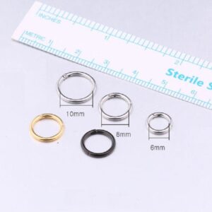 3Pairs Stainless Steel 16G Sleeper Earrings Septum Hinged Clicker Nose Lip Ring Helix Daith Cartilage Tragus Piercings Jewelry 6/8/10mm (Black)