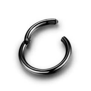 3Pairs Stainless Steel 16G Sleeper Earrings Septum Hinged Clicker Nose Lip Ring Helix Daith Cartilage Tragus Piercings Jewelry 6/8/10mm (Black)