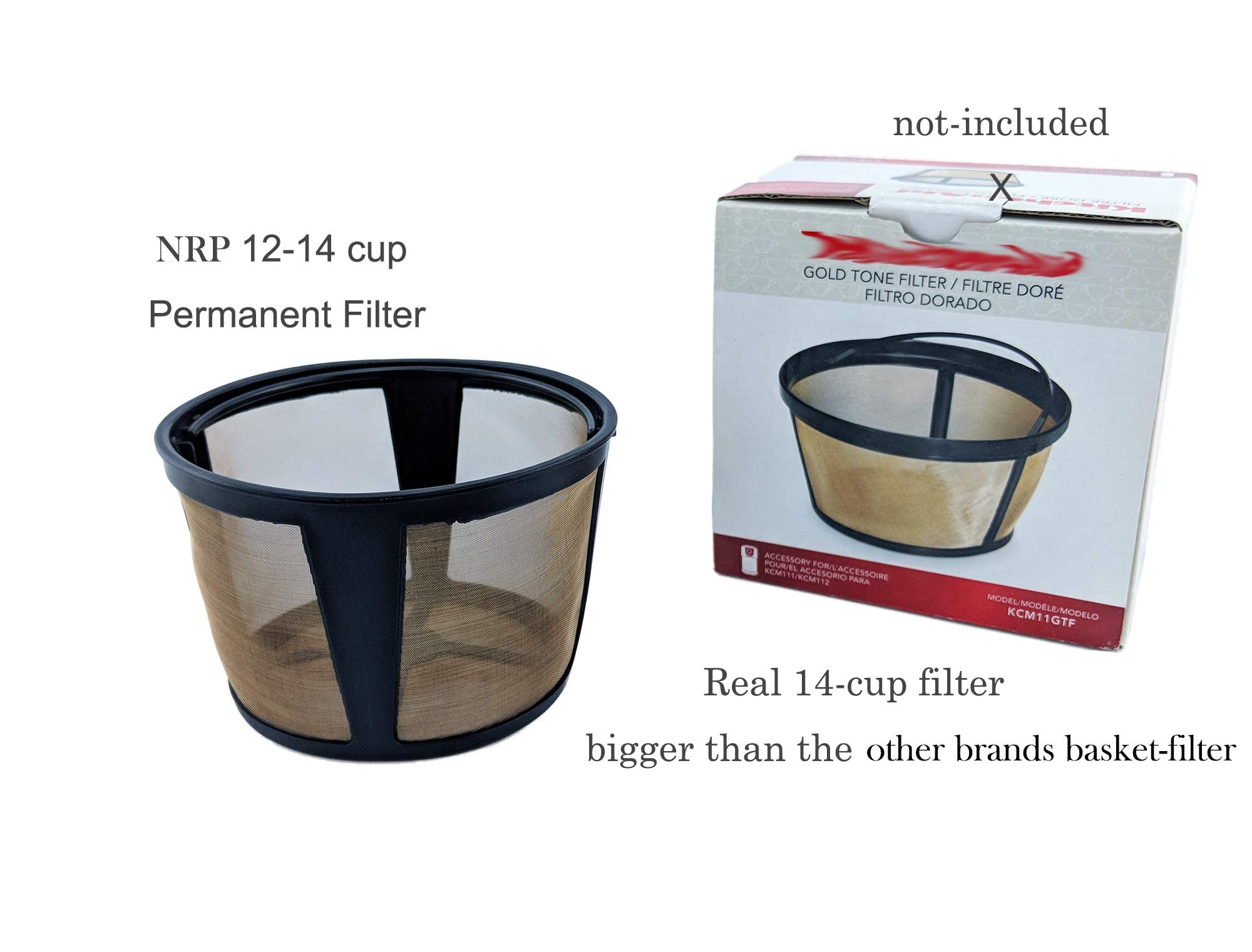 NRP Tall 14-cup Screen Basket Permanent Coffee Filter Replacement for KRUPS Coffeemaker EC422, 321-324 | Also fit other Drip Coffeemaker with Large Brew Section