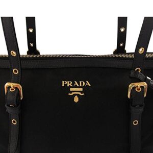 Prada Tessuto Black Nylon Leather Trim Shopping Tote Handbag 1BG253