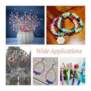 KISSITTY 8mm Crackle Glass Crystal Beads 10 Colors Two Tone Transparent Crackle Glass Loose Round Beads for DIY Jewelry Pen Sun Catchers Making About 200pcs/box