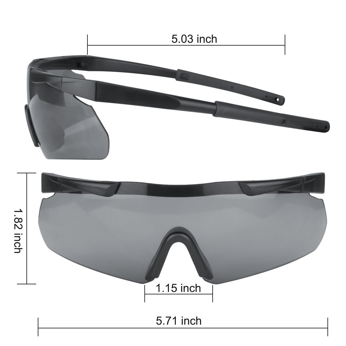 xaegistac Tactical Eyewear 3 Interchangeable Lenses Outdoor Unisex Shooting Glasses (Black Frame)