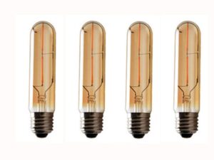 vintage edison led bulb 4 pack,t10/t30 led bulbs 2w antique cob tubular filament led bulb tubular edison style led filament bulb t10,dimmable,e27 medium base,warm white 2300k,amber glass cover