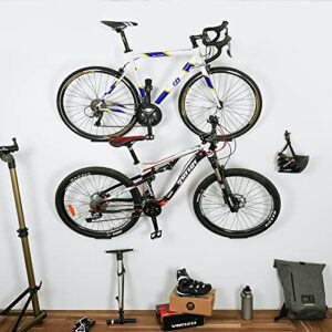 Venzo Bike Bicycle Cycling Pedal Wall Mount Indoor Storage Hanger Stand - Hook Rack Holder - with Tire Brackets - Great for Garage and Shed (1)