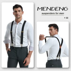 MENDENG Suspenders for Men Vintage 4 Swivel Hook Adjustable Braces Groomsmen