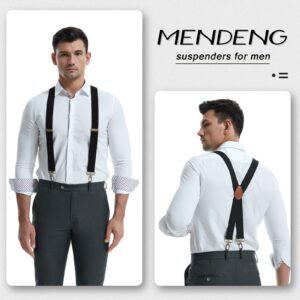 MENDENG Suspenders for Men Vintage 4 Swivel Hook Adjustable Braces Groomsmen