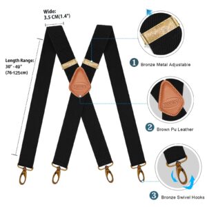 MENDENG Suspenders for Men Vintage 4 Swivel Hook Adjustable Braces Groomsmen