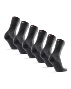 danish endurance 3-pack merino wool dress socks, breathable & sweat-wicking crew socks for men & women, grey, us women 11-13 // us men 9.5-12.5