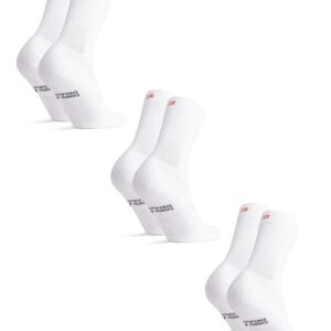 DANISH ENDURANCE Performance Crew Socks (White 3 Pairs, US Women 11-13 // US Men 9.5-12.5)