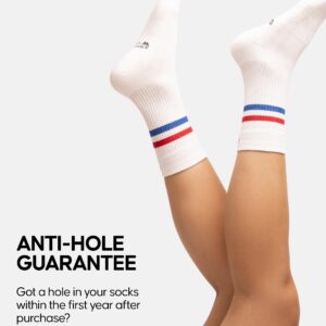 DANISH ENDURANCE Performance Crew Socks (White 3 Pairs, US Women 11-13 // US Men 9.5-12.5)