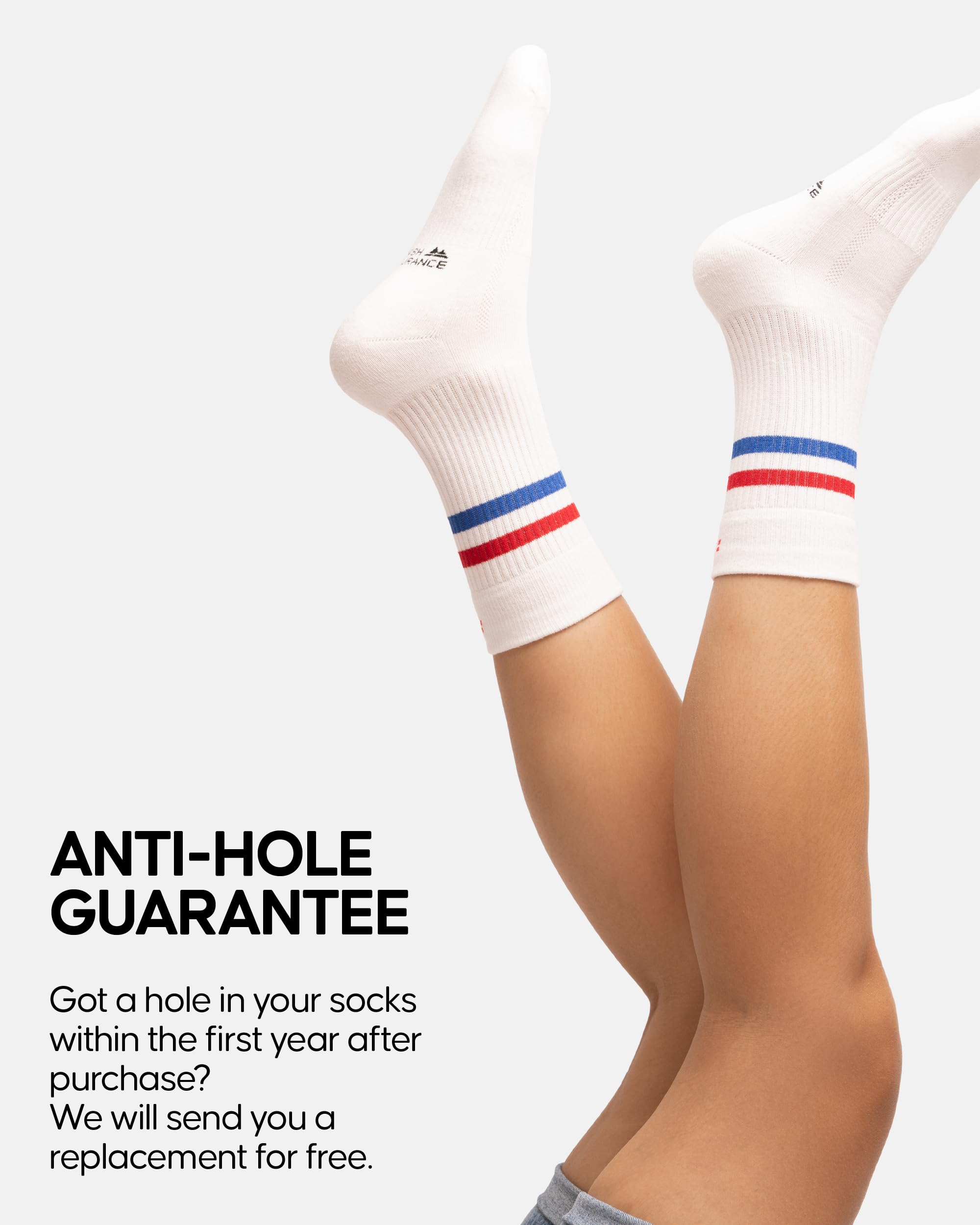 DANISH ENDURANCE Performance Crew Socks (White 3 Pairs, US Women 11-13 // US Men 9.5-12.5)