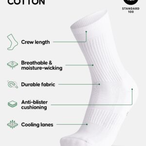 DANISH ENDURANCE Performance Crew Socks (White 3 Pairs, US Women 11-13 // US Men 9.5-12.5)