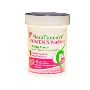 FloraTummys Women's Probiotic, Urinary Tract Digestive Immune System Health, Cranberry Powder, Kosher Certified, Non-Dairy, Gluten Free, Non-GMO