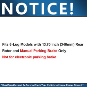 Detroit Axle - Rear Brake Kit for 12-20 Ford F-150 Disc Brake Rotors 2012 2013 2014 2015 [Manual Parking Only] 2016 2017 2018 2019 2020 Ceramic Brakes Pads 6 Lug : 13.70" inch Rotor