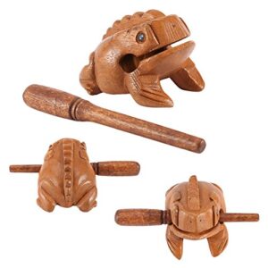 Wood Frog Guiro Rasp, Thailand Traditional Craft Wooden Musical Instrument Tone Block(12.7CM/5Inch)