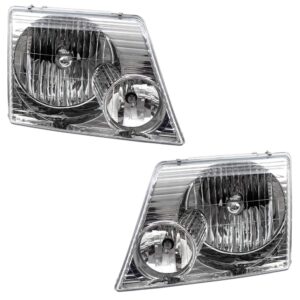 brock aftermarket replacement driver left passenger right halogen headlight assembly set compatible with 2002-2005 ford explorer