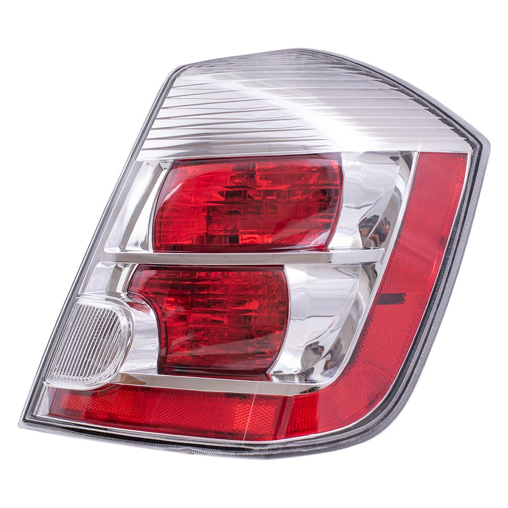 Brock Replacement Driver and Passenger Taillights Tail Lamps with Chrome Bezels Compatible with 2007-2009 Sentra 26555ET00B 26550ET00B