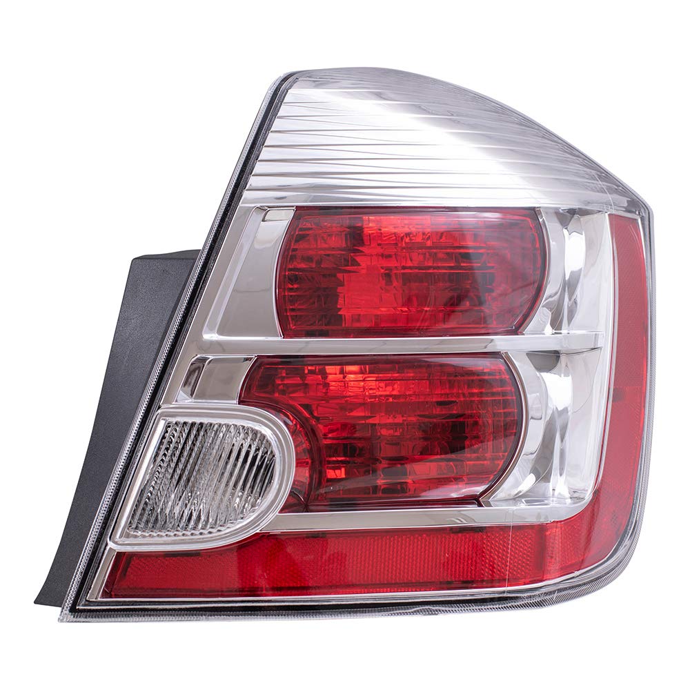 Brock Replacement Driver and Passenger Taillights Tail Lamps with Chrome Bezels Compatible with 2007-2009 Sentra 26555ET00B 26550ET00B