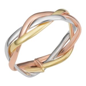 kooljewelry 14k tricolor gold braided ring (size 7)