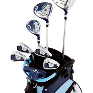 Precise M3 Ladies Womens Complete Golf Clubs Set Includes Driver, Fairway, Hybrid, 7-PW Irons, Putter, Stand Bag, 3 H/C's Blue - Regular or Petite Size!