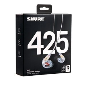 SHURE SE425-CL-A Wired Earphones, Clear, High Sound Insulation, Gaming, in-Ear Type, Wireless Conversion (Sold Separately), MMCX Re-Cable, Professional Specifications, Ear Monitor, Distribution,