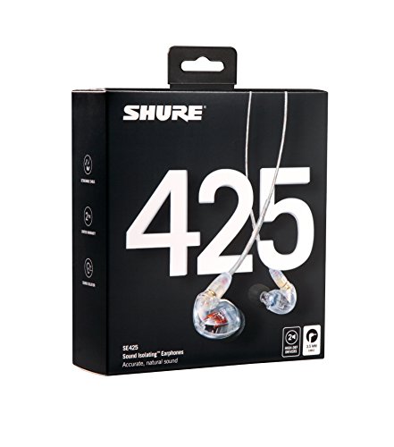 SHURE SE425-CL-A Wired Earphones, Clear, High Sound Insulation, Gaming, in-Ear Type, Wireless Conversion (Sold Separately), MMCX Re-Cable, Professional Specifications, Ear Monitor, Distribution,