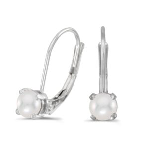 jewels by lux 14k yellow gold freshwater cultured pearl lever-back earrings