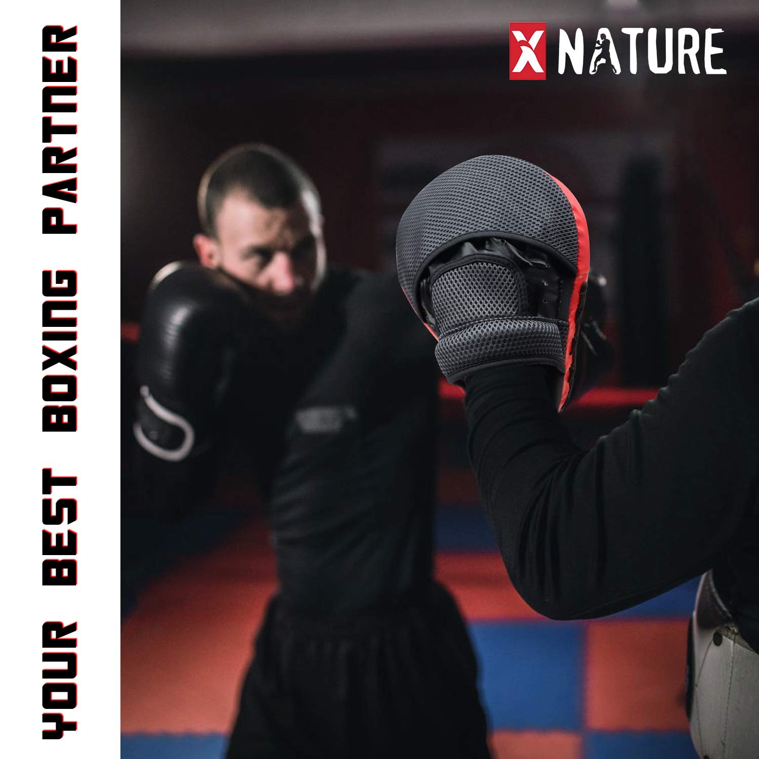 Xnature Essential Curved Boxing MMA Punching Mitts Boxing Pads Hook & Jab Pads MMA Target Focus Punching Mitts Thai Strike Kick Shield a Pair