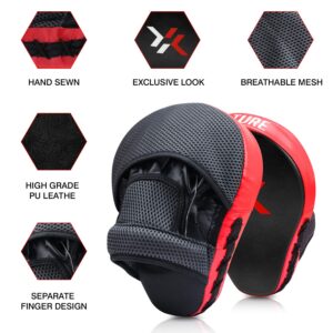 Xnature Essential Curved Boxing MMA Punching Mitts Boxing Pads Hook & Jab Pads MMA Target Focus Punching Mitts Thai Strike Kick Shield a Pair