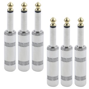 antrader audio premium adapter 6.3mm male 1/4" ts mono phone plugs for speaker cables solder type pack of 6