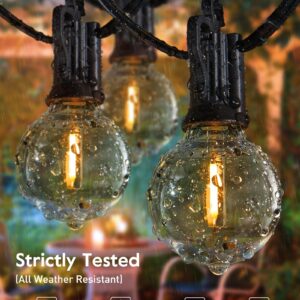 Outdoor String Lights 60 Feet G40 Globe Patio Lights with 32 Edison Shatterproof Bulbs(2 Spare), Waterproof Connectable Hanging Christmas Lights for Backyard Porch Balcony Party Xmas Decor