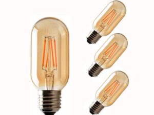 t45 vintage edison led bulbs led t45 filament bulb t14/t45 led tubular light bulb dimmable 4w (40w equivalent) 2300k warm white e27 medium base light for home decorative lighting,pack of 4