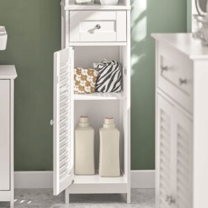 Haotian Tall Bathroom Storage Cabinet Freestanding Cabinet Slim Cabinet with Shelves and Drawers, White FRG236-W